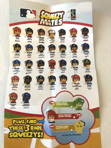2019 MLB SQUEEZY MATES (YOU CHOOSE) 2.5" Squishy Keychain Baseball ...