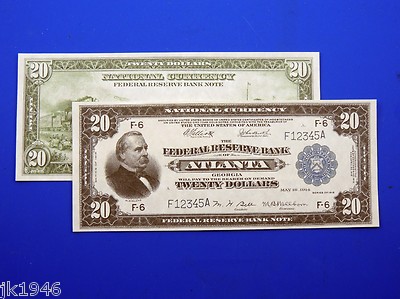 Reproduction $20 1918 FRBN US Paper Money Currency Copy | eBay