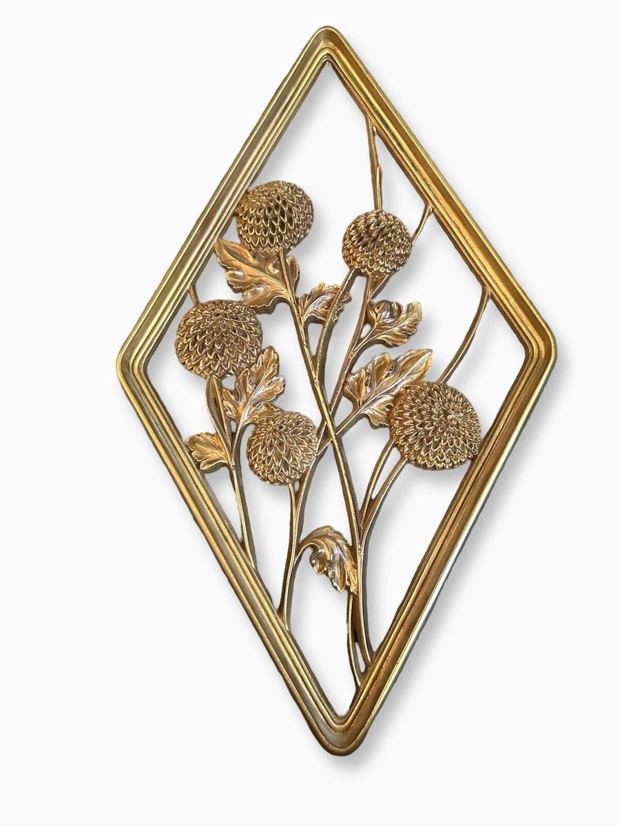 Vintage Syroco Wall Plaques Vintage 1960s Syroco Wood Style Gold Mid