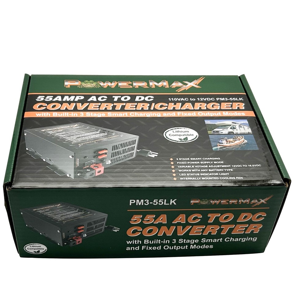 PowerMax PM3-55 RV Power Converter 110 Volt to 12 Volt DC Power Supply ...