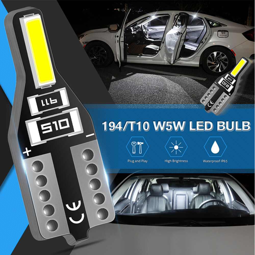 10x Upgarde 2SMD-7020 194 168 2825 T10 W5W LED Light Bulb White 6000K ...