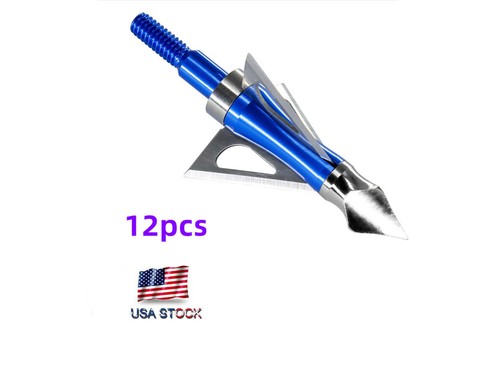 12pcs Trident Broadheads Blue 100 grain Arrowheads for Compound bow ...