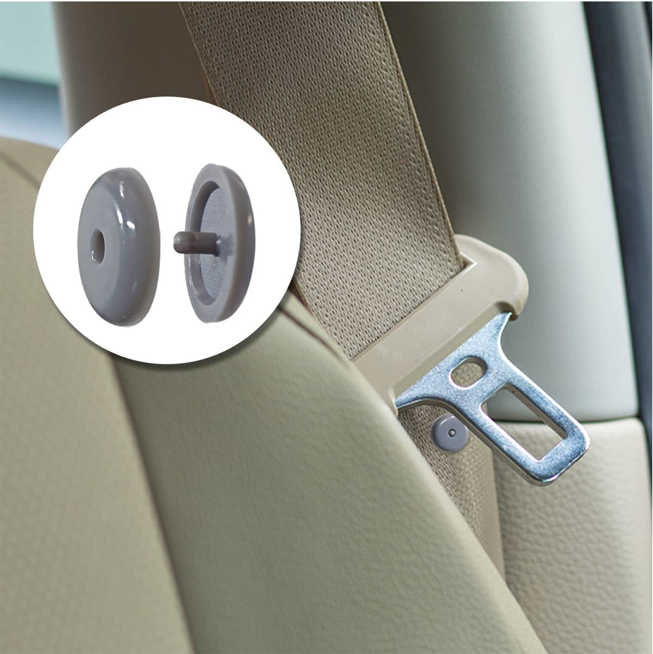 Gray Snap-On Seat Belt Buckle Button Stopper Kit Universal Fit Seatbelt ...