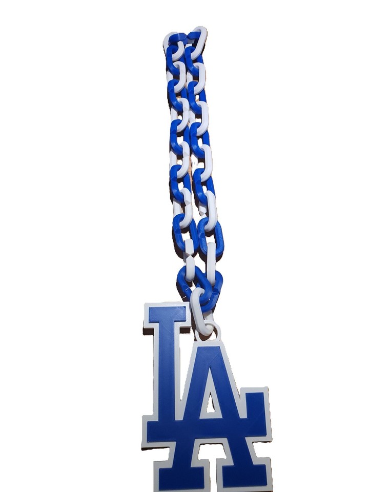 MLB Los Angeles DODGERS BLUE Jumbo Big Fan 32" Chain Necklace Raised ...