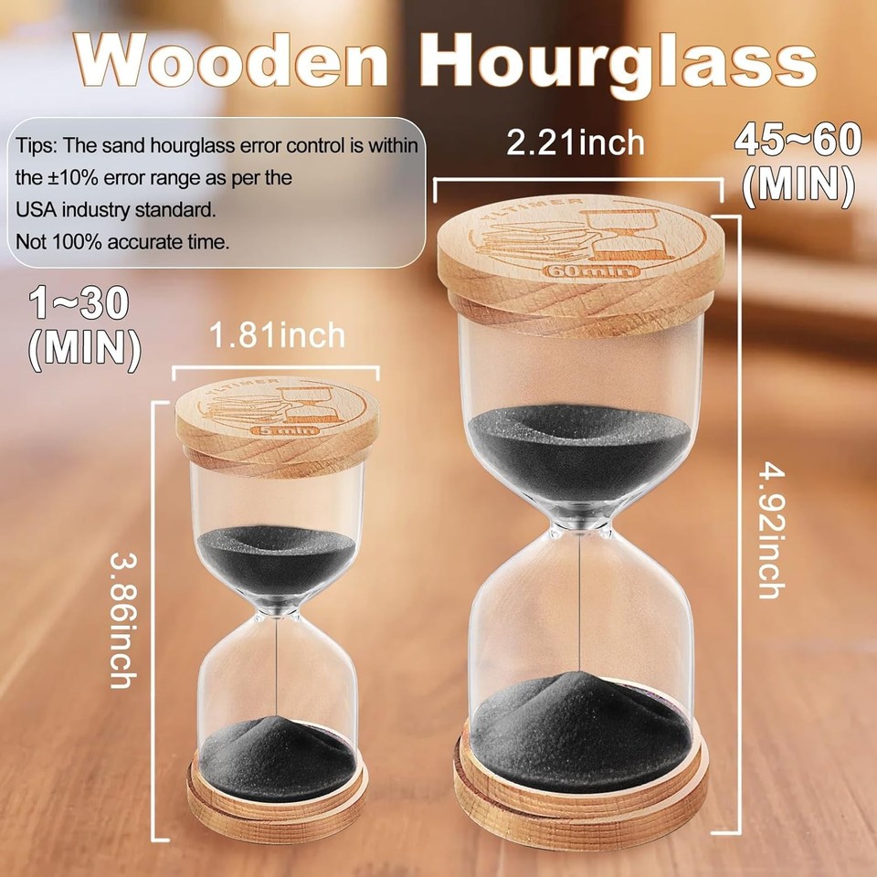 60 Minute Sand Timer Hourglass:Platsic Sand Clock,Small Sand Watch 60 ...
