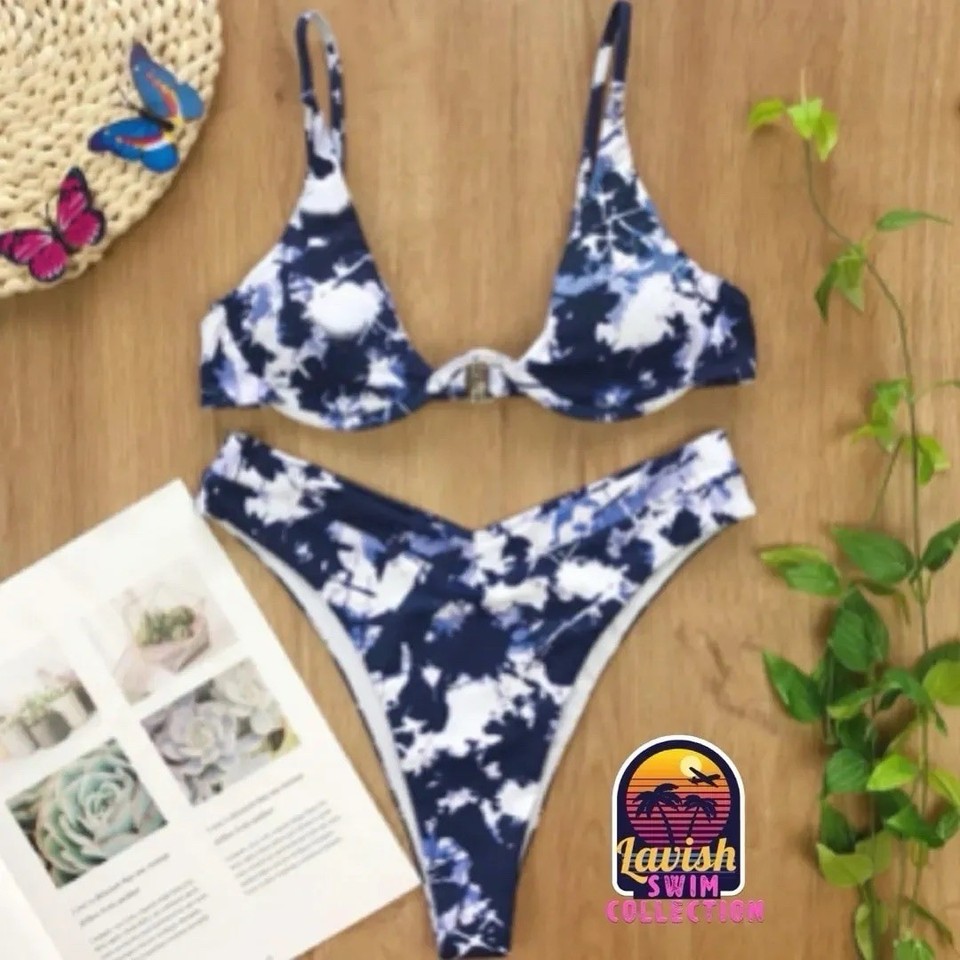 Woman High Waisted Tie Dye Swimswear Bikini Set Bathing Suit for Women ...