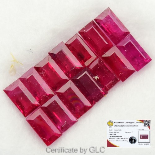 💎 GLC Report 2.00ct 14pcs Lot Rectangular Red Ruby - Heated, Myanmar ...