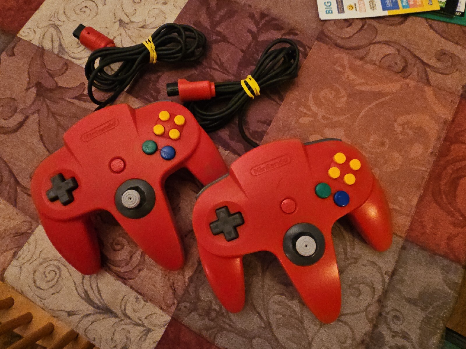 Authentic Nintendo 64 Gaming Red OEM N64 Controller lot of (2) Tested ...