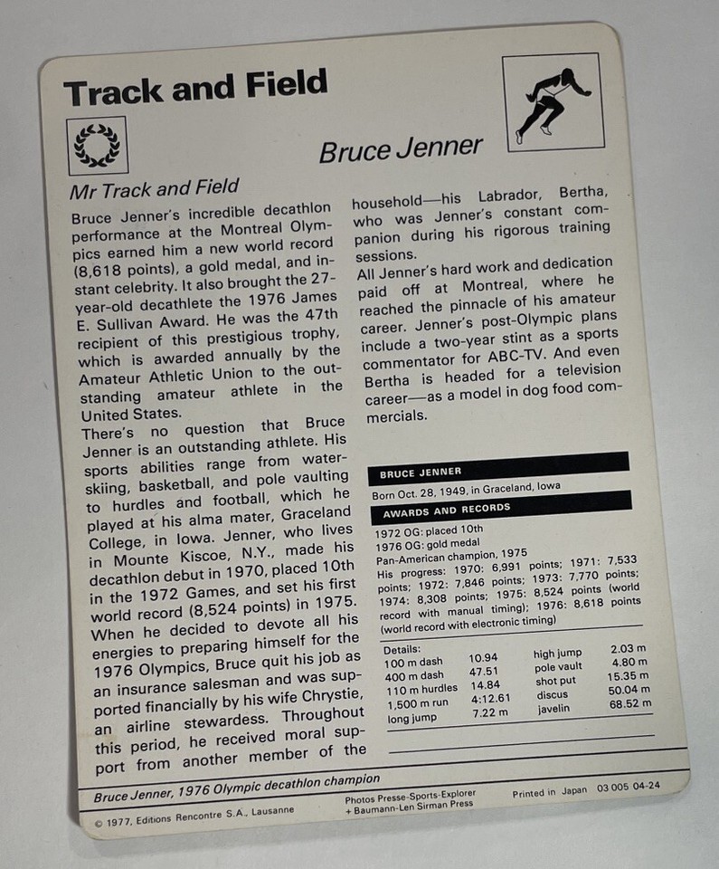 1977 Sportscaster Card Bruce Jenner Track & Field | eBay
