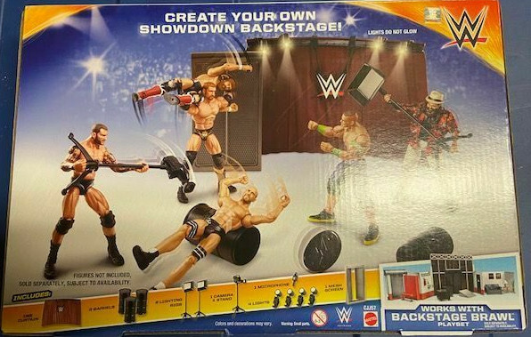 WWE Behind The Scenes Brawl Playset Backstage Promo Curtains Lights ...