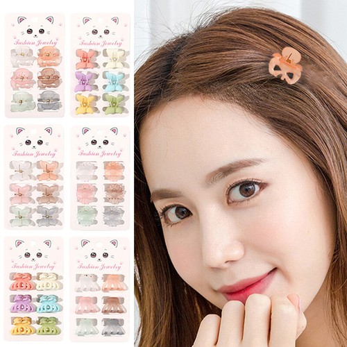 6 Pcs/set Cute Mini Bow Crab Hair Clip Small Flower Acrylic Hair Claws ...