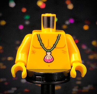 NEW LEGO Yellow Bare Chest Seashell Necklace Minifigure Torso Decorated ...