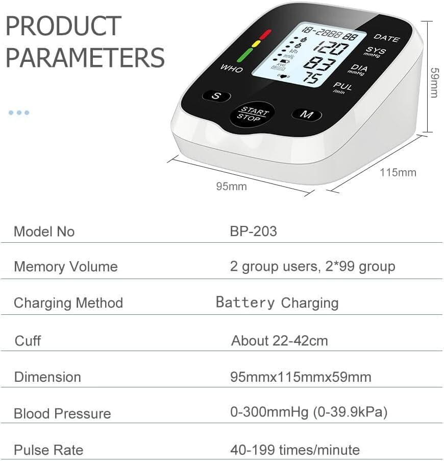 Portable Blood Pressure Monitor, Upper Arm Blood Pressure Machine with ...