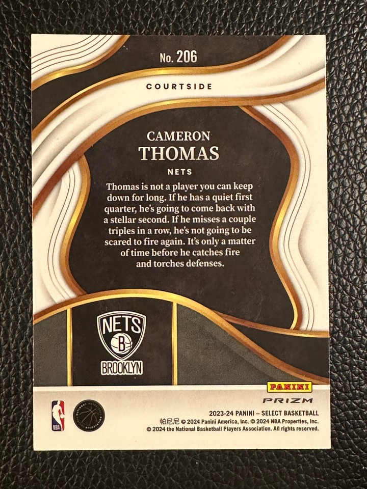 2023 Panini Select Tiger Prizm Courtside #206 Cameron Thomas SP Case ...
