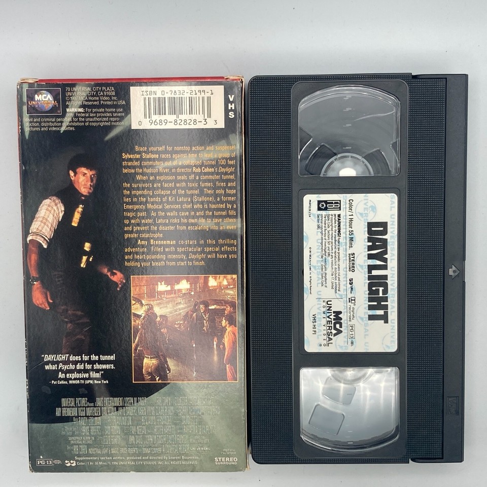 Daylight (1996), VHS Movie, MCA Home Video (1997), Stallone vs. Tunnel ...