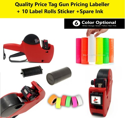 New Price Tag Gun Pricing Labeller + Label Rolls Sticker + Spare Ink ...