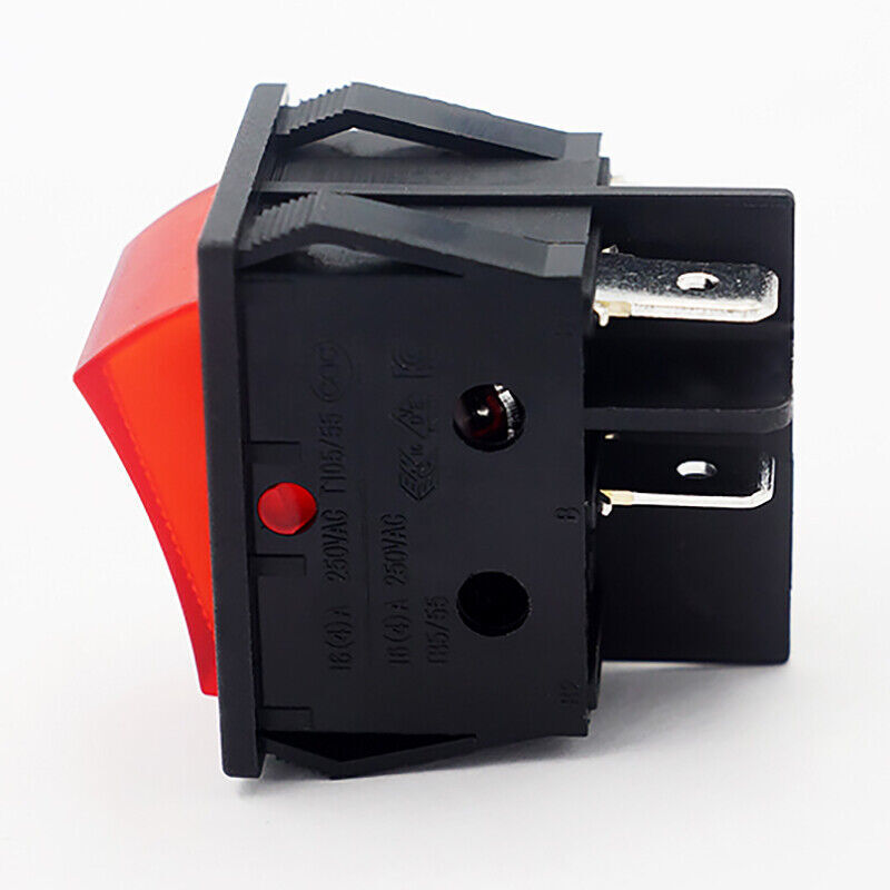 1PC RS606 2position 4pin Rocker Switch 16A 250V Red w/Lamp BLK w/o Lamp ...