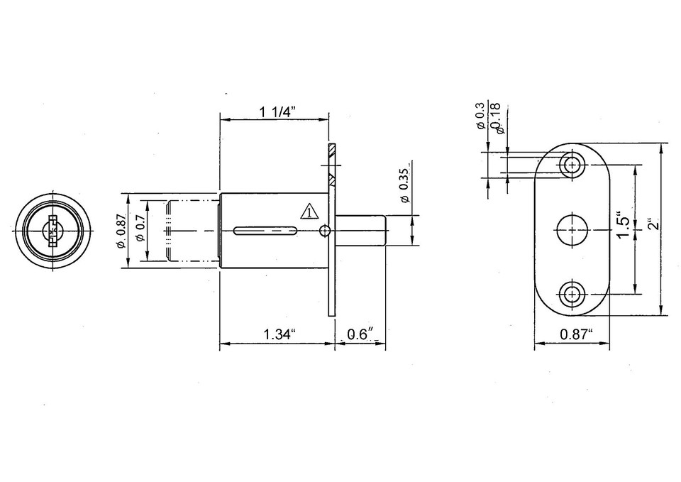 Flat Key Wafer Sliding Door Furniture Lock ENCLOSURE CABINET 3776 Keyed ...
