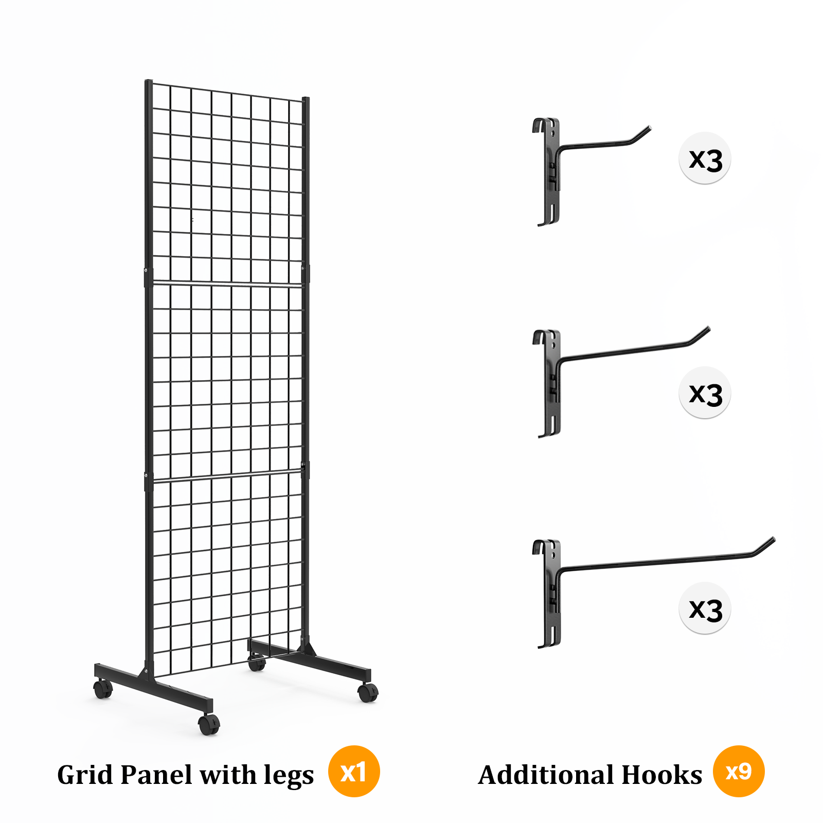2' x 6' Wire Grid Panel Tower, Detachable Girdwall Display Rack Easy ...