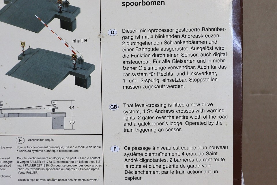 Faller 120171 Ho Scala Elettrico Due Pista Livello Crossing per Model ...