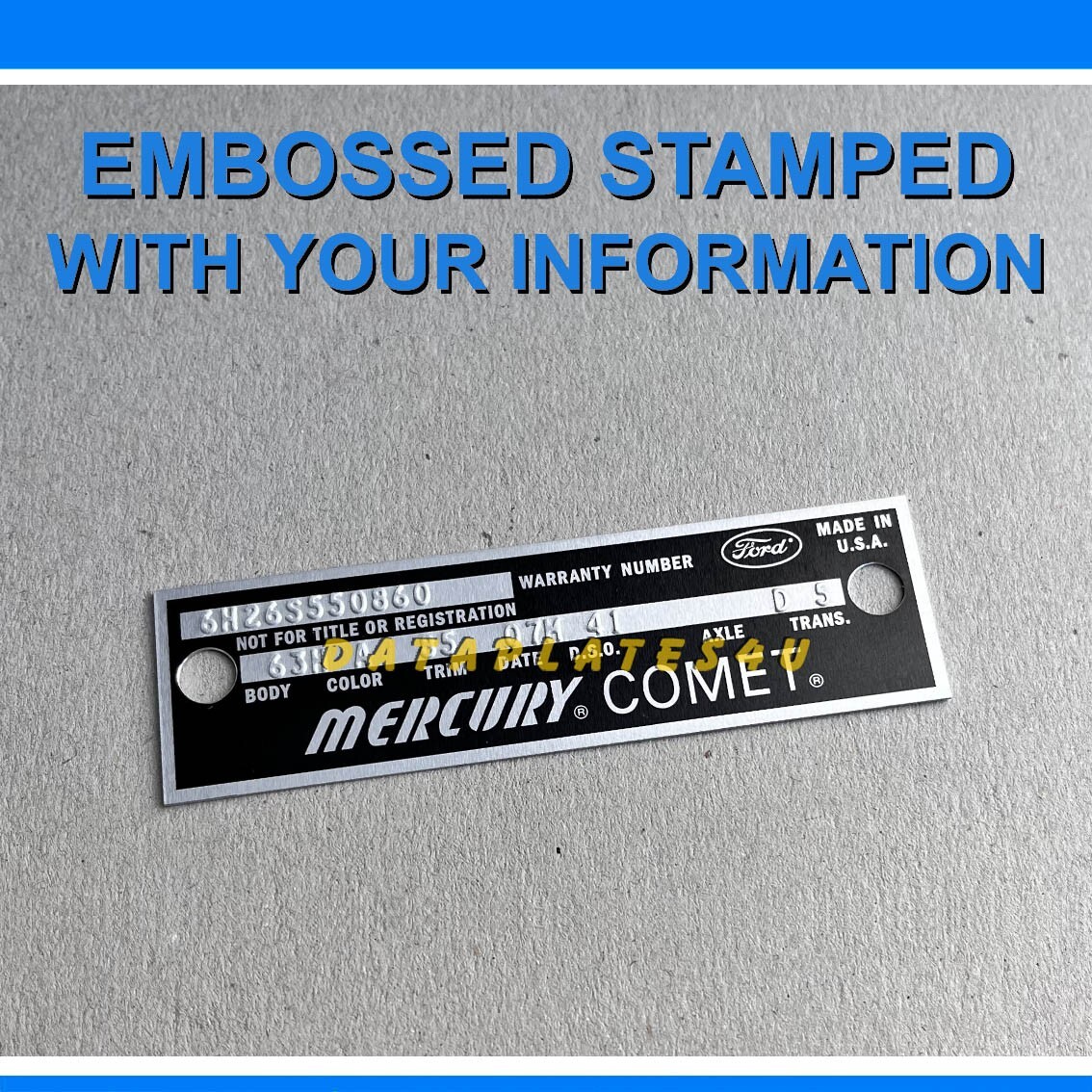 1966 1967 MERCURY COMET DATA PLATE DOOR TRIM OPTION TAG | eBay