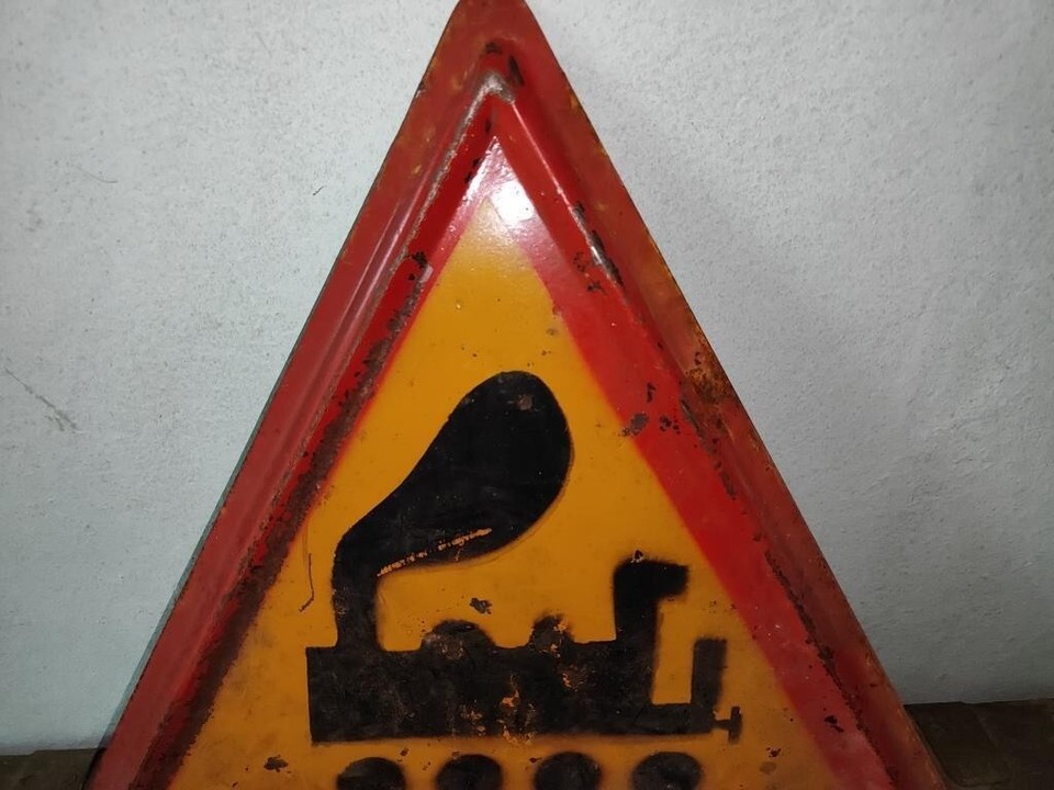 Vintage Original Soviet Old Rare Metal Road Sign Train "Railway ...
