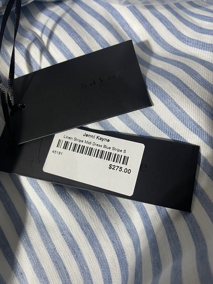 Nwt Jenni kayne linen stripe midi dress sz Small🌟 | eBay