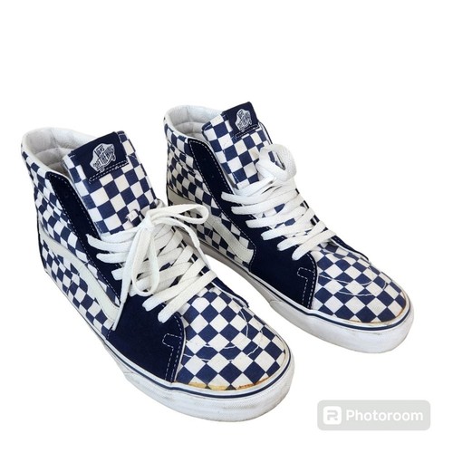 Vans Blue Checkerboard Hi-Top Sneakers US Mens 11 | eBay