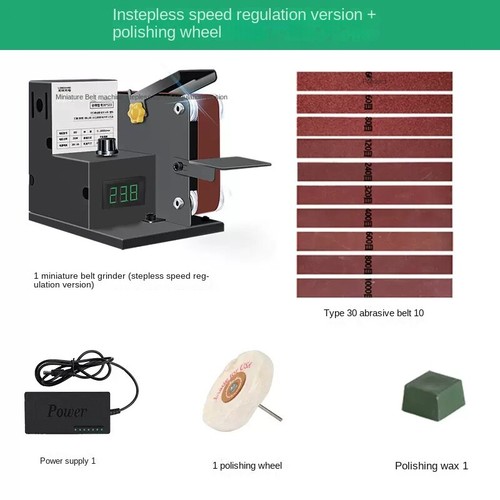 24V 250W/350W Mini Electric Belt Machine DIY Polishing Machine Grinding ...