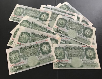 1950's BANK OF ENGLAND ONE POUND £1 NOTE CRISP 100%GENUINE CASHIER P S ...