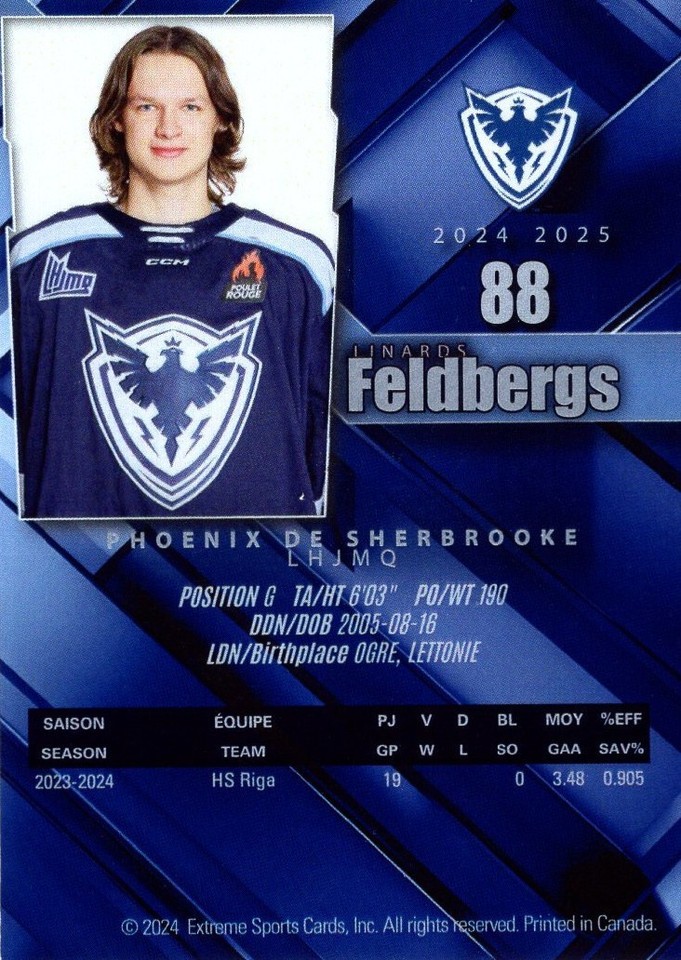 2024/25 Sherbrooke Phoenix - LINARDS FELDBERGS (g) | eBay UK