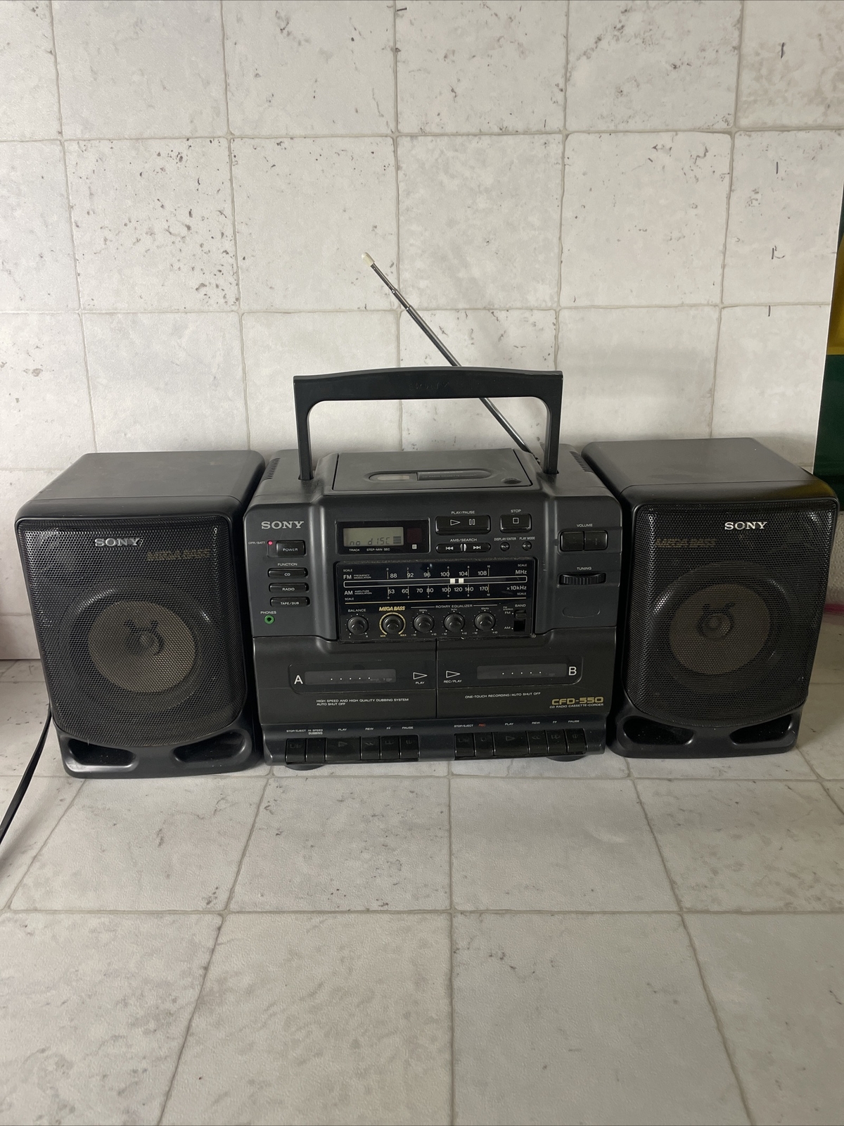 Sony CFD-550 Portable Stereo Boombox Radio CD Player Dual Cassette, As ...