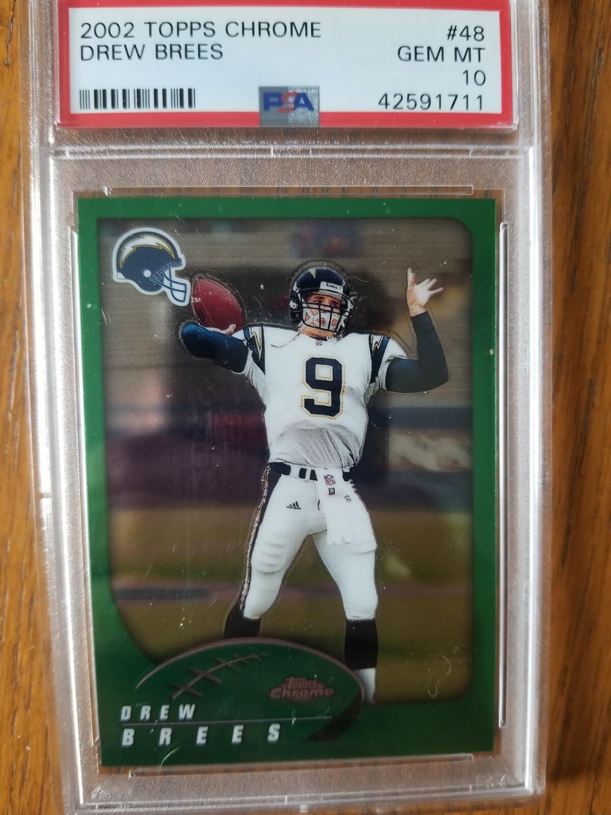 2002 Topps Chrome Football #48 Drew Brees card PSA 10 Gem Mint ...