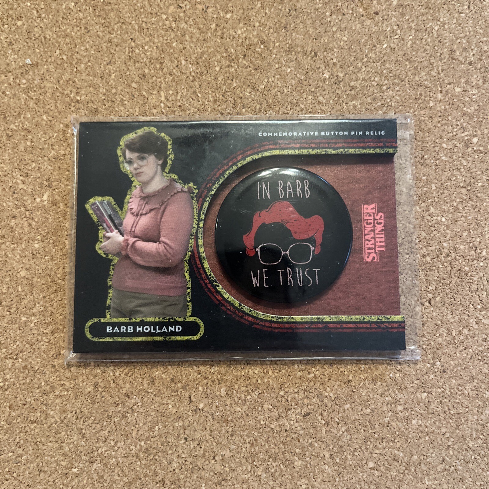 Stranger Things Upside Down, Barb (Red) Button Pin Relic Card VP-BB #37 ...