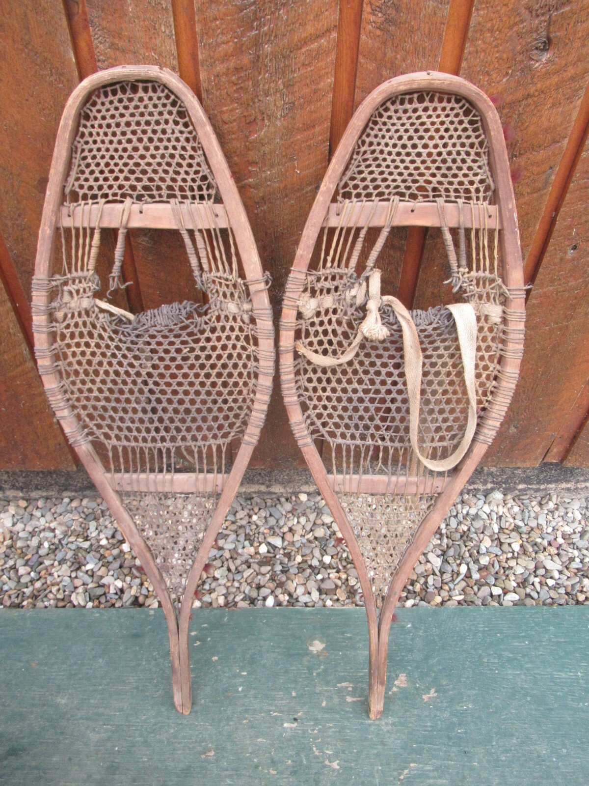 VERY OLD Snowshoes 32" Long x 10" Wide Snow Hand Made DECORATION SNOW ...