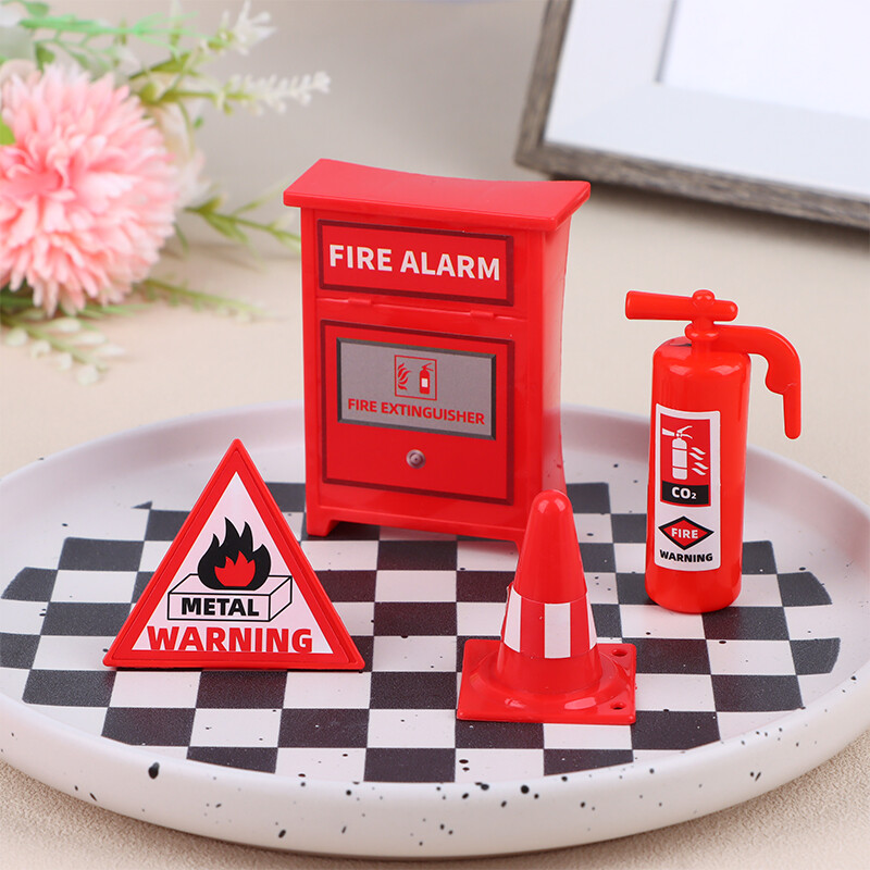 1Set 1:12 Dollhouse Miniature Fire Extinguisher Fire Hydrant Helmet ...