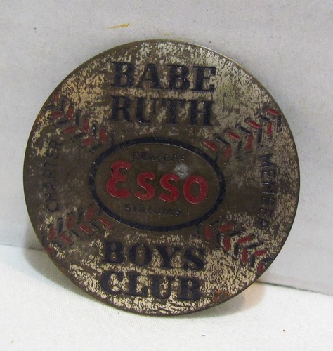 ESSO BABE RUTH BOYS CLUB CHARTER MEMBER TIN PINBACK BUTTON PREMIUM c ...
