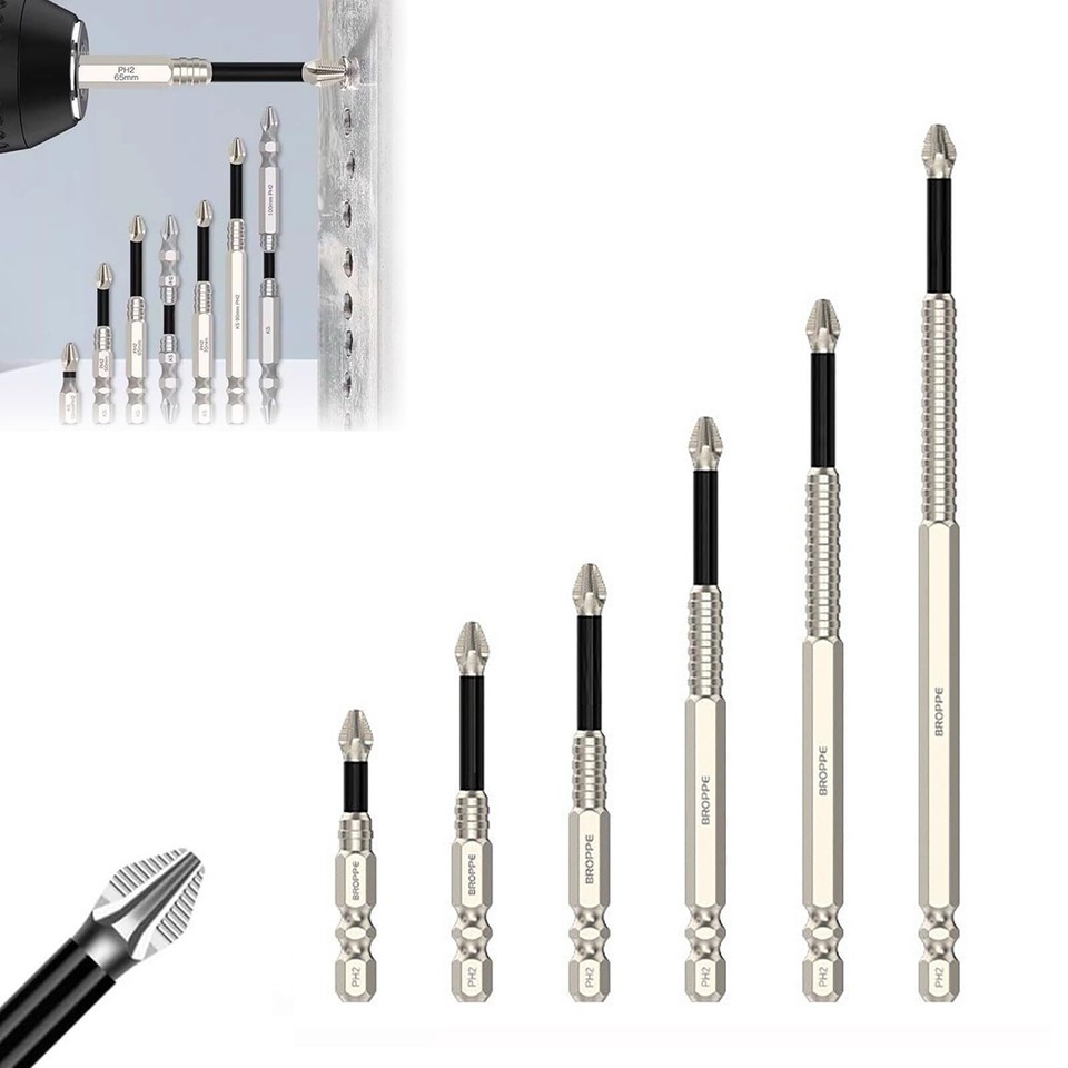 Super Grip Anti-Slip Screwdriver Bit Set 6 Piece with High Magnetic ...