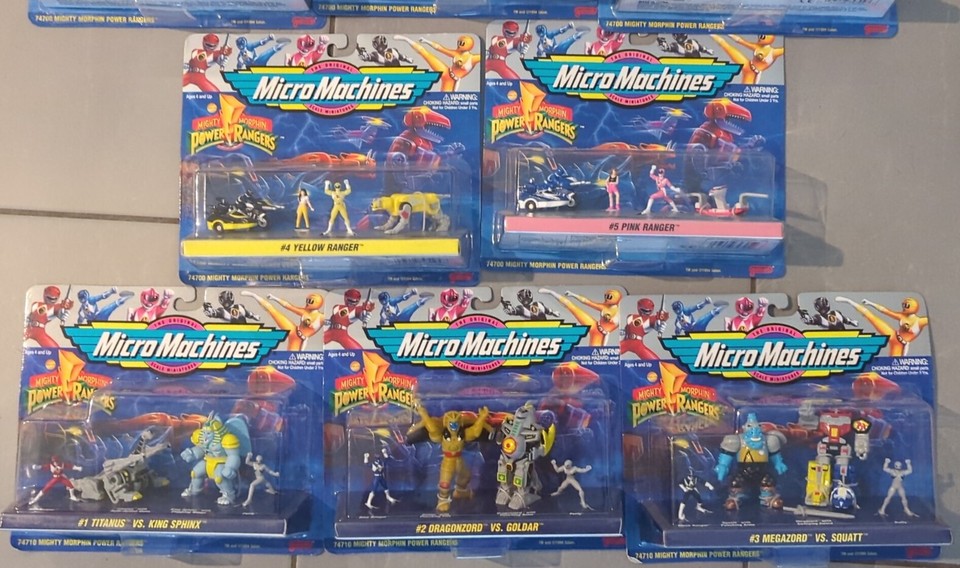 Micro Machine MMPR Power Rangers 1994 Galoob Complete Set of 8 Factory ...