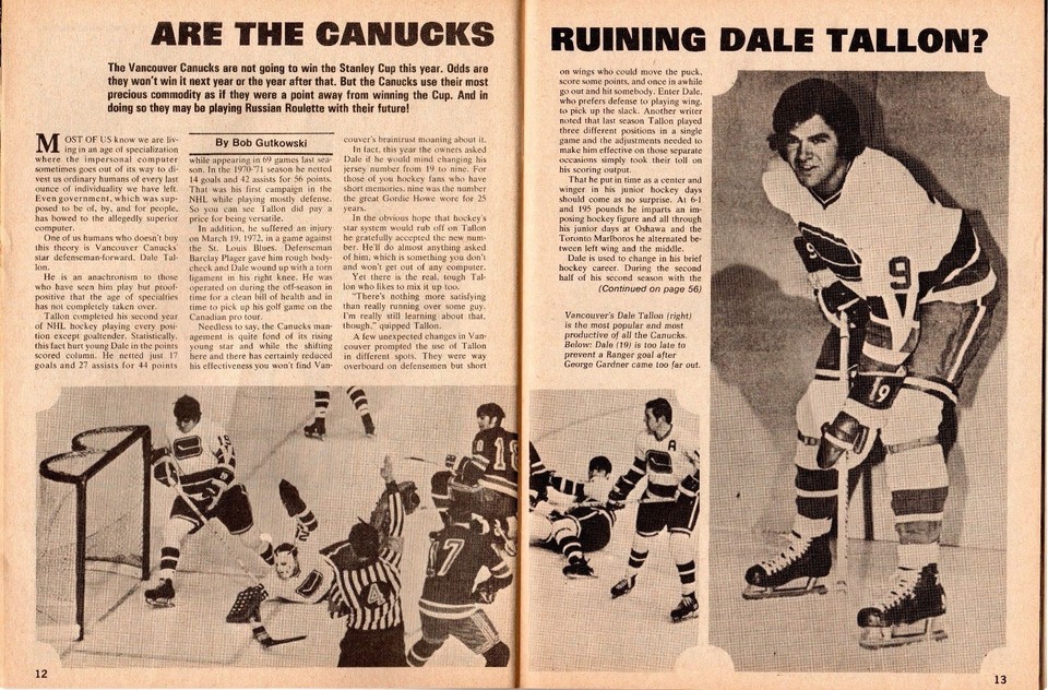 1972 DECEMBER Ben Strong Series Hockey magazine Bobby Orr, Boston ...