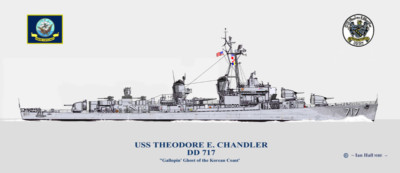 USS THEODORE E CHANDLER in 50s DD-717 Ship Print US Navy | eBay