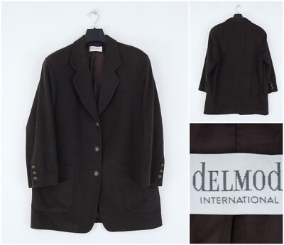 Womens Blazer XL Size UK 18 EU 44 Brown DELMOD Wool Angora Cashmere ...