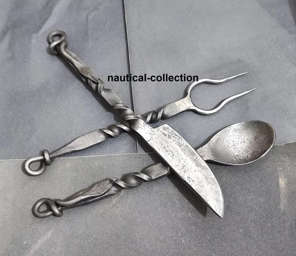 Cutlery Set Iron Spoon Fork Knife Viking Medieval Feastware Feasting ...