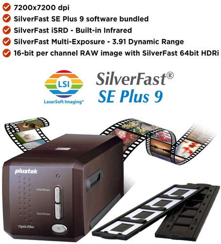 Plustek OpticFilm 8300i SE - 35mm Film & Slide Scanner + SilverFast SE ...