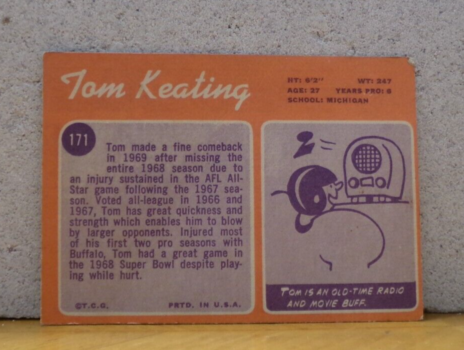 AUCTION 549 - FOOTBALL CARD VINTAGE 1970 TOM KEATING RAIDERS DEFENSIVE ...