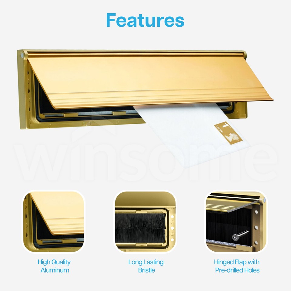 Internal Letterbox Draught Excluder 29.3cm Metal Flap Draught Letter ...