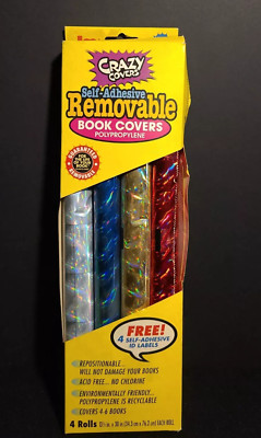 Crazy Covers Removable Self Adhesive Book Covers Set Of 4 Rolls Holo ...