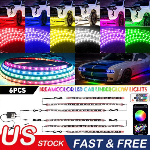 6pcs RGB Dream Color Dreamcolor Underglow LED Kit Car Neon Strip Light ...