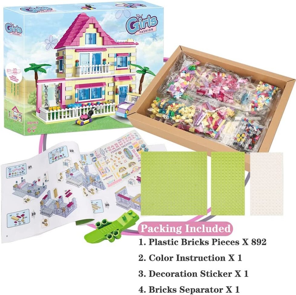 COGO 4512 Dream Girls Friends Beach House Villa Building Blocks Set ...