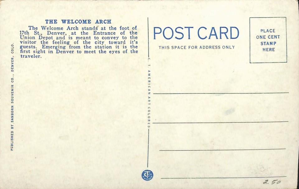 Welcome Arch 17th Street from Union Depot Denver Colorado White Border ...